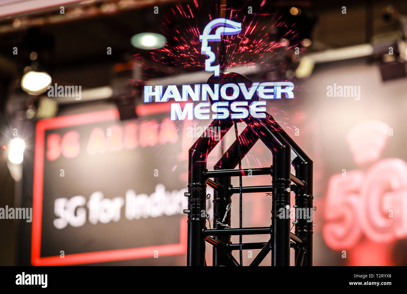 Hannover, Lower Saxony, Germany - Hannover Messe Logo Projection in the ...