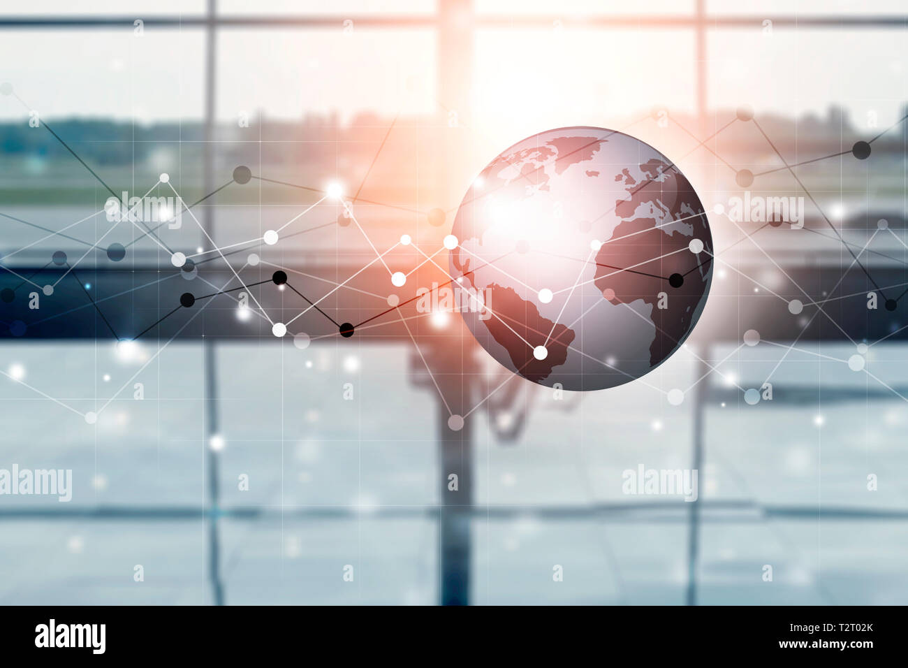 technology global network connection around the world. mixed media ...