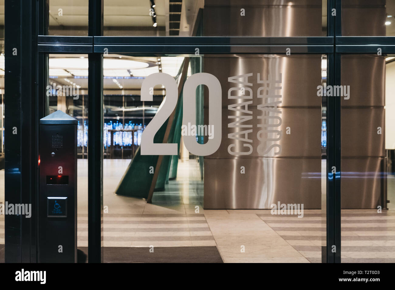 London, UK - January 26, 2019: View from the outside of address on a ...