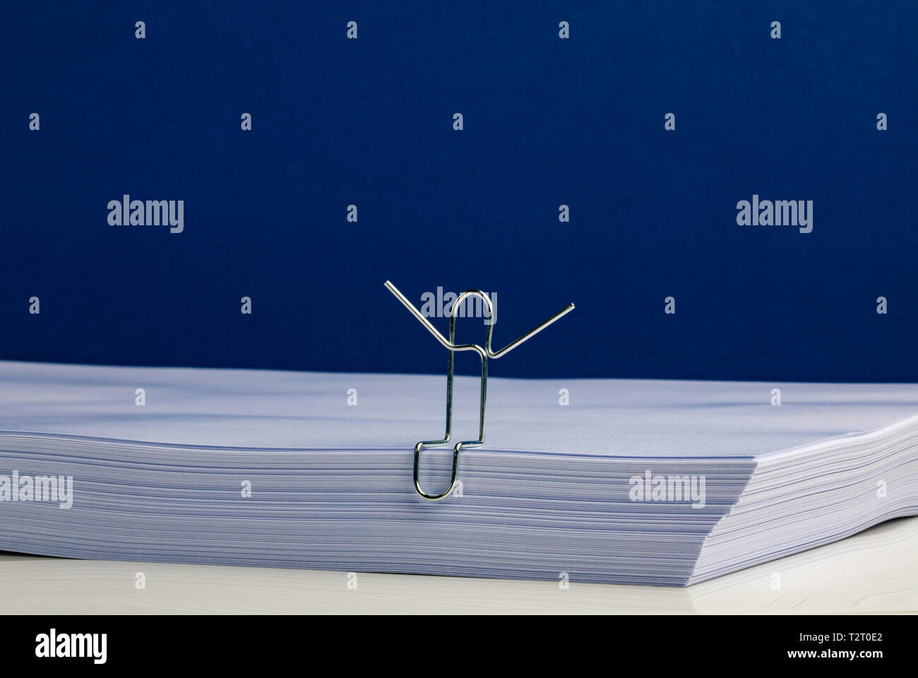 Paper Clip Character with Hands in the Air Stock Photo - Alamy
