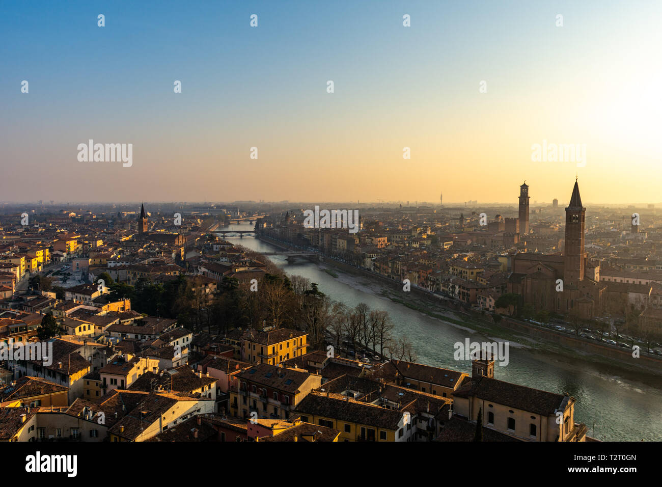 Verona castle city sunset hi-res stock photography and images - Alamy
