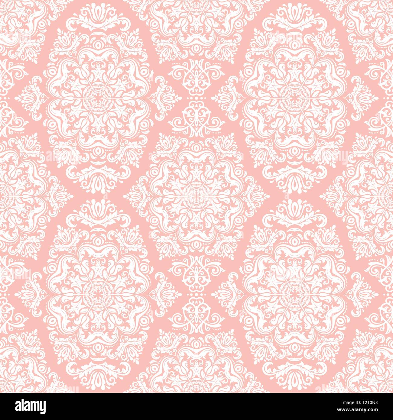 Orient vector classic pattern. Seamless abstract light pink and white ...