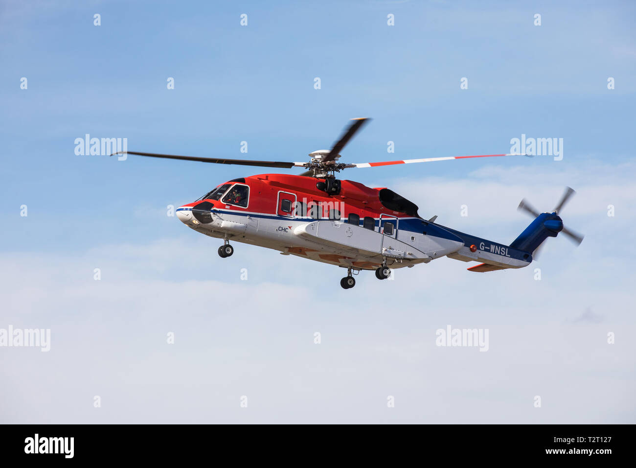 A CHC Sikorsky S-92 helicopter used to transport oil workers to and ...