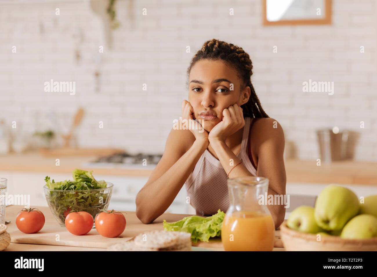 Happy sad woman balance hi-res stock photography and images - Alamy