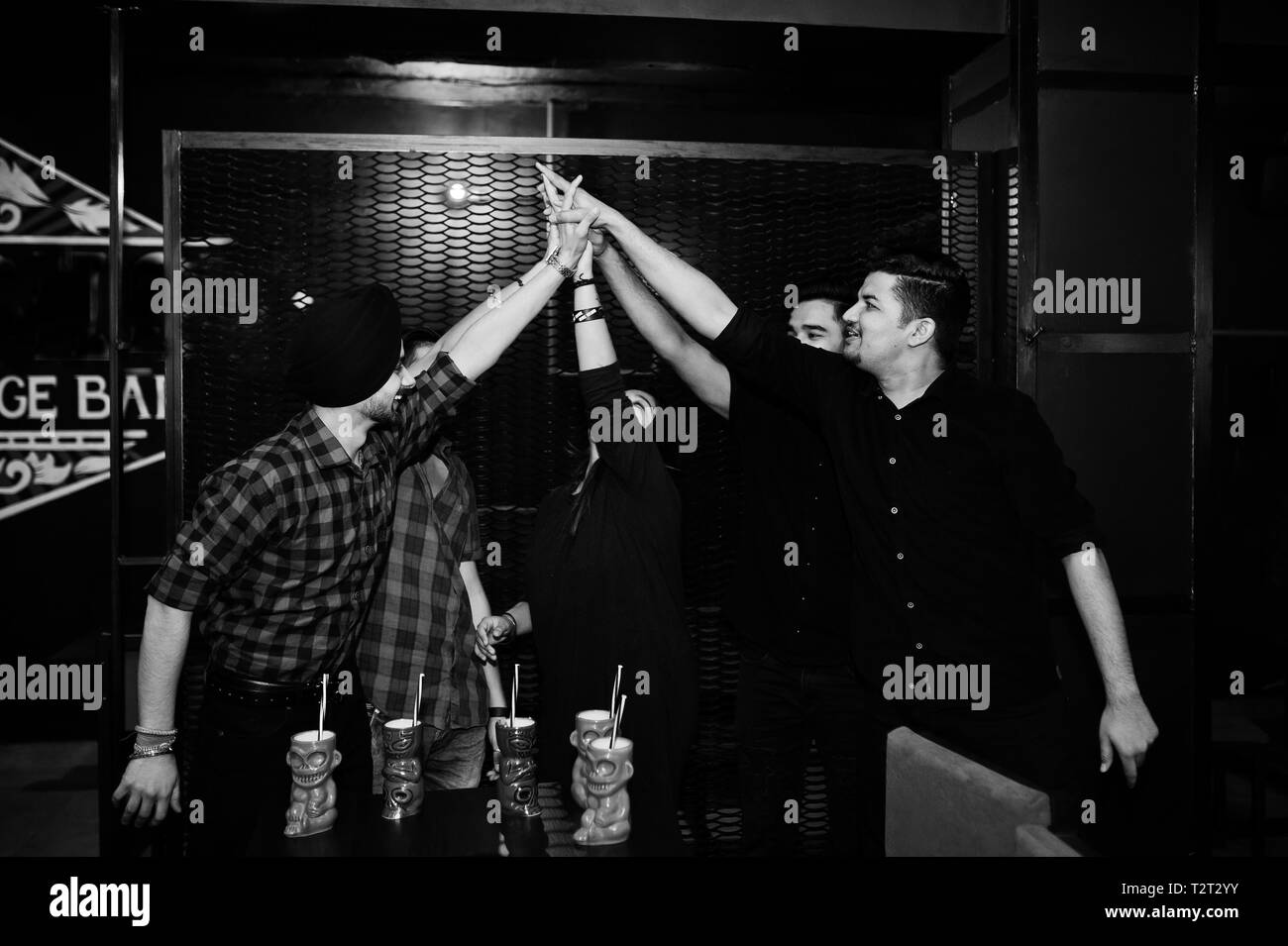 High five celebrate Black and White Stock Photos & Images - Alamy