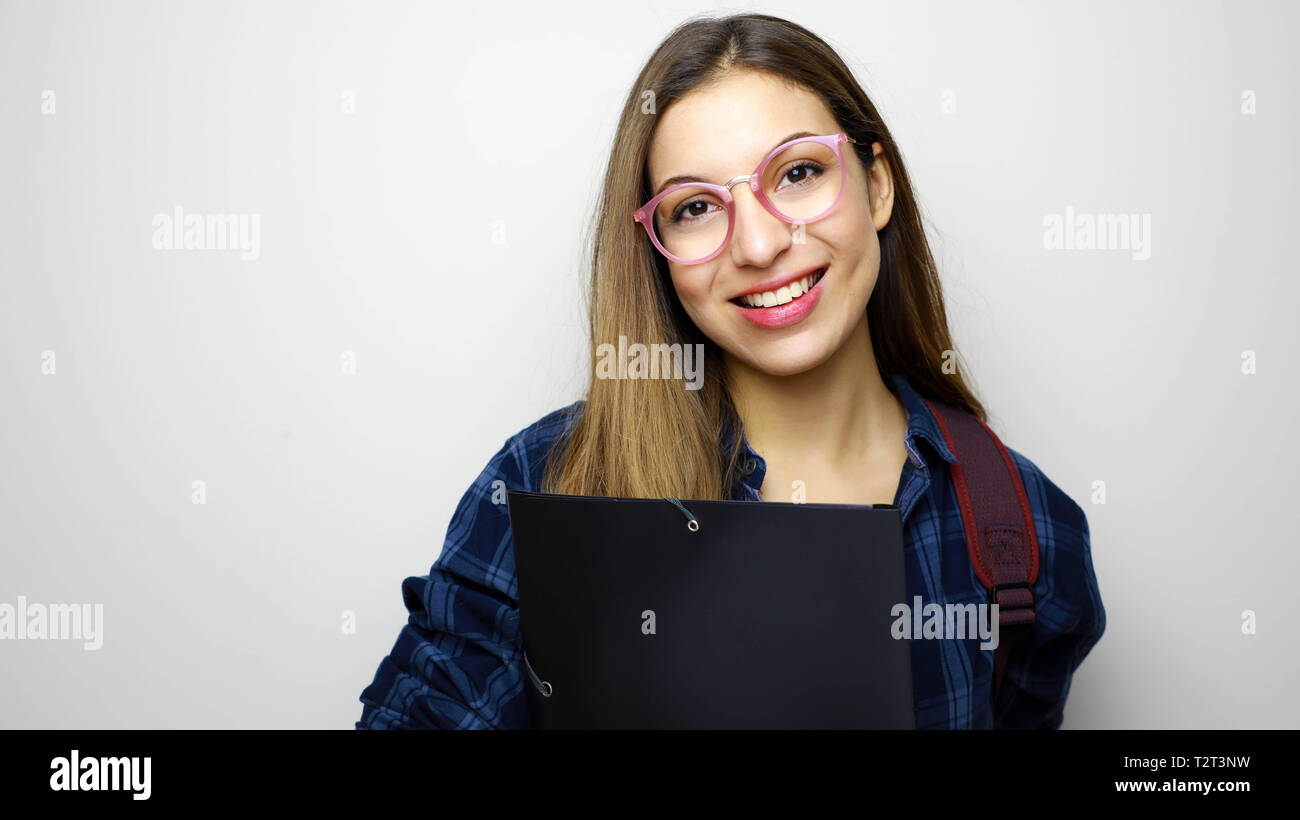 Studio portrait of a beautiful student girl Stock Photo - Alamy