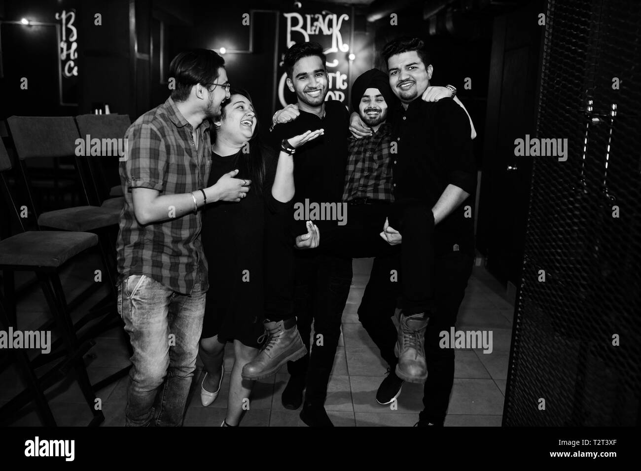 Happy indian group young Black and White Stock Photos & Images - Alamy