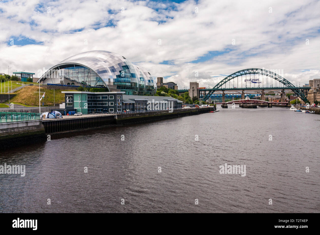 A view of the Quayside at Gateshead and Newcastle featuring the Sage ...