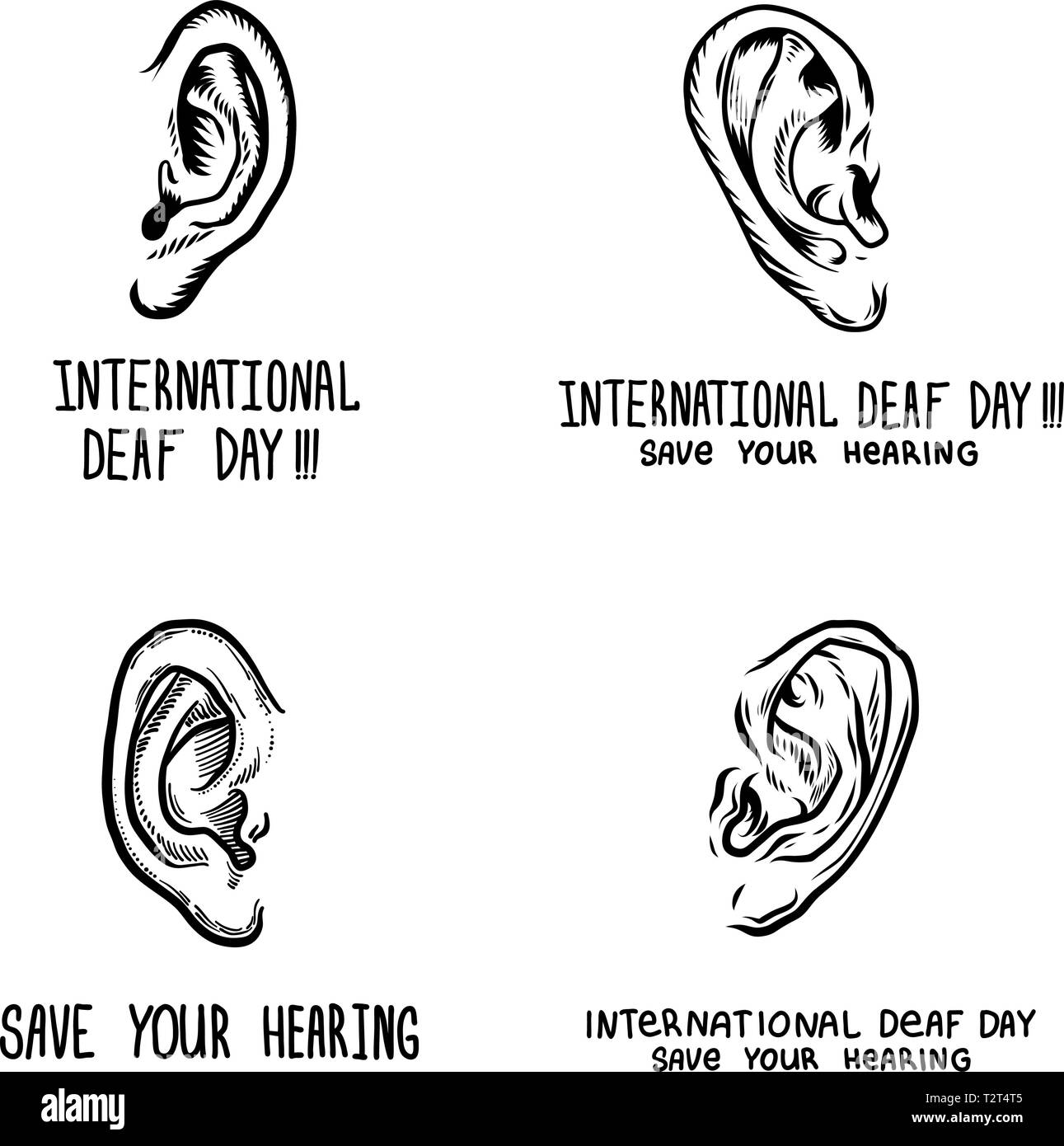 International deaf day banner set. Hand drawn illustration of ...