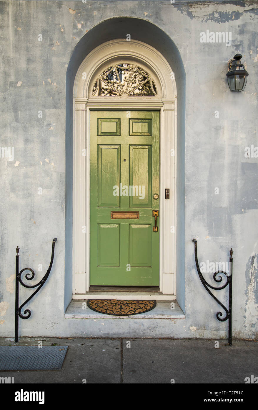 door and front view of ancient house in Charleston city Stock Photo - Alamy
