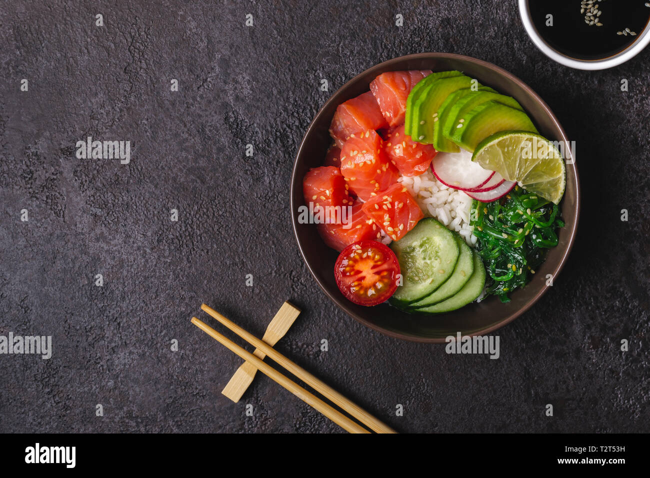 Hawaiian salmon poke salad hi-res stock photography and images - Alamy