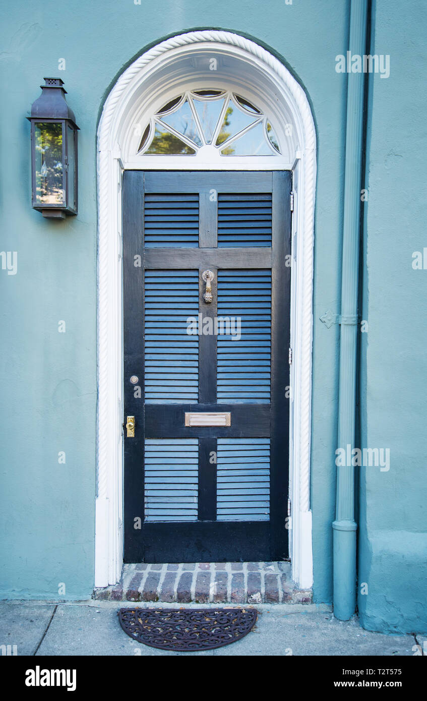 door and front view of ancient house in Charleston city Stock Photo - Alamy