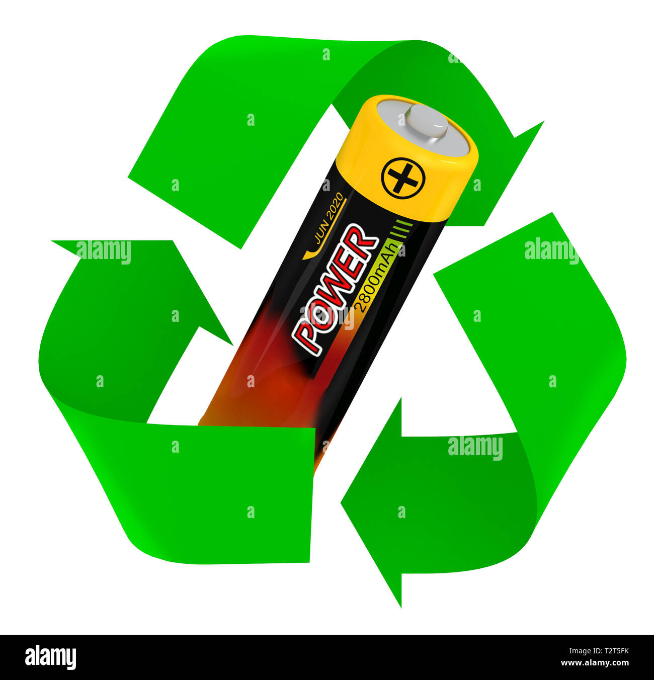 Battery recycling symbol. isolated 3d illustration Stock Photo - Alamy