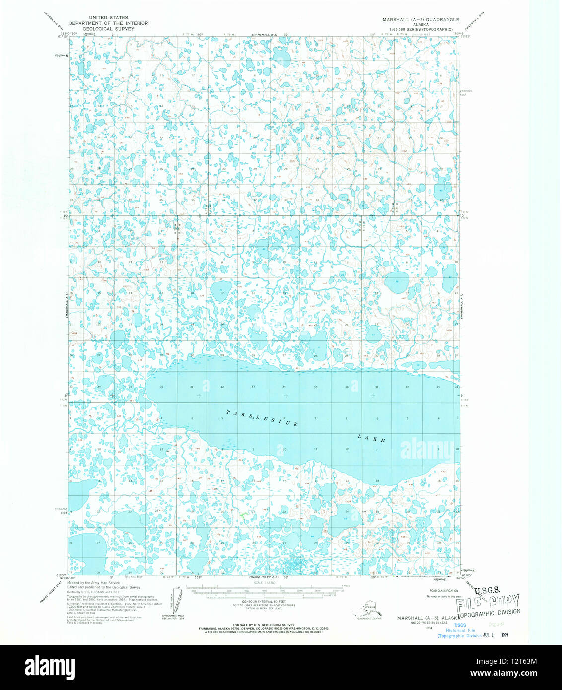 USGS TOPO Map Alaska AK Marshall A-3 357193 1954 63360 Restoration ...
