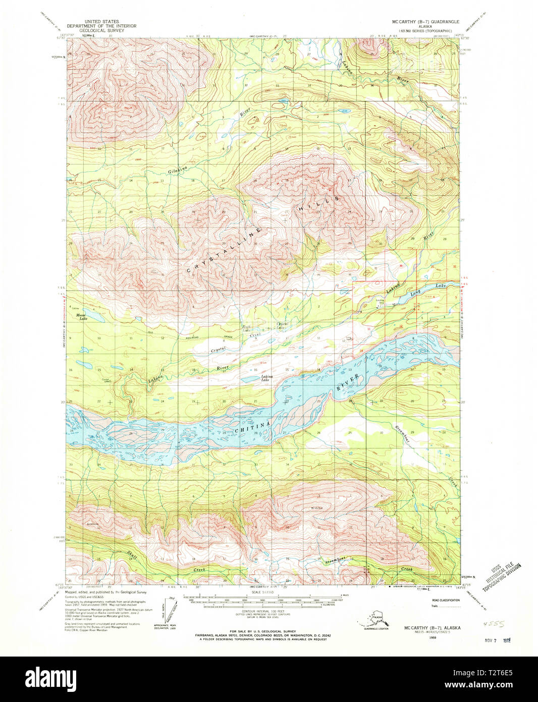 USGS TOPO Map Alaska AK McCarthy B-7 357304 1959 63360 Restoration ...