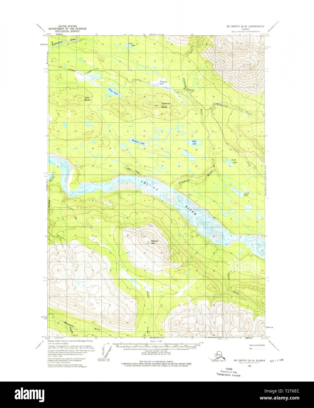 USGS TOPO Map Alaska AK McCarthy B-8 357307 1951 63360 Restoration ...