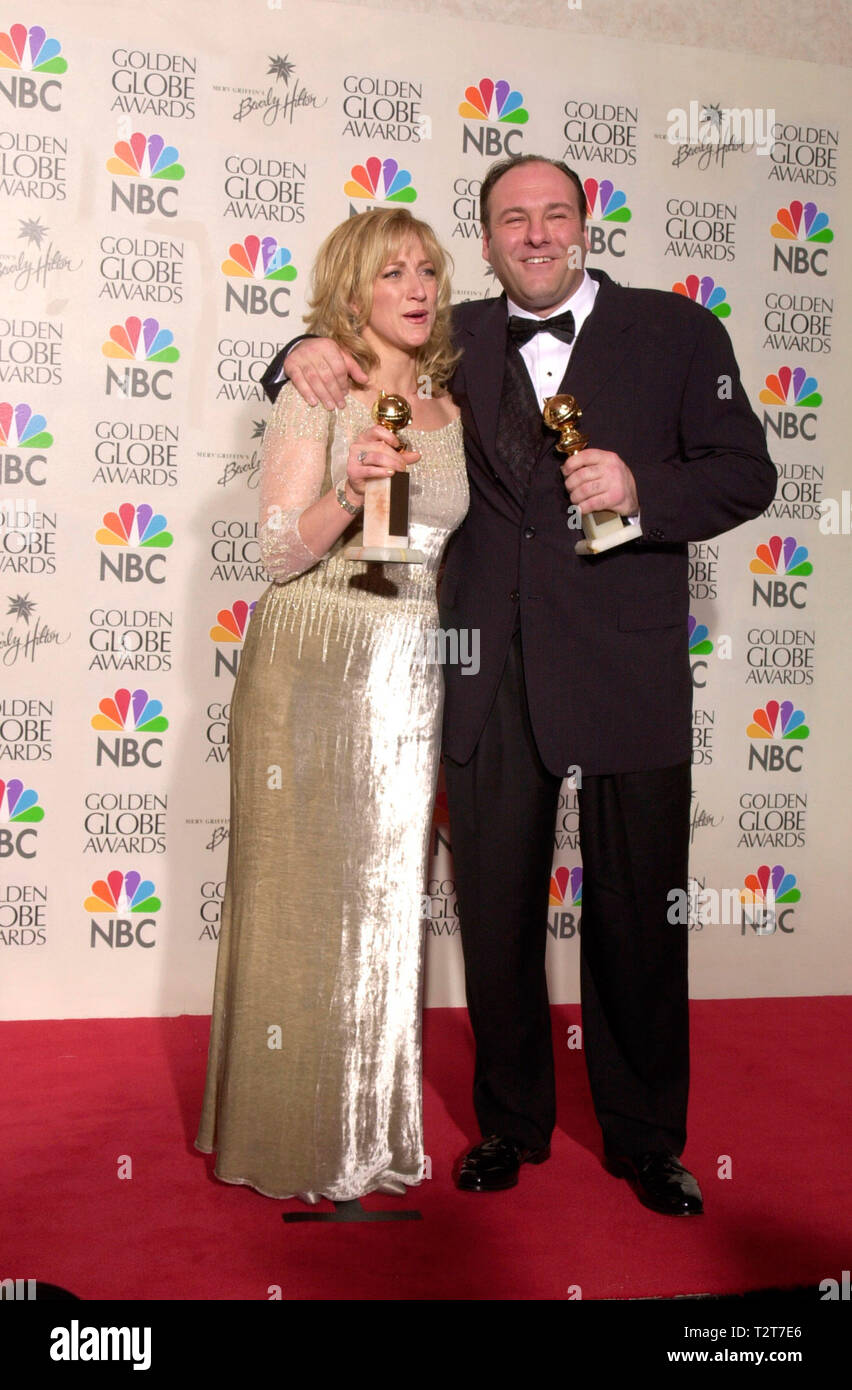 LOS ANGELES, CA. January 23, 2000: Actress EDIE FALCO & actor JAMES ...