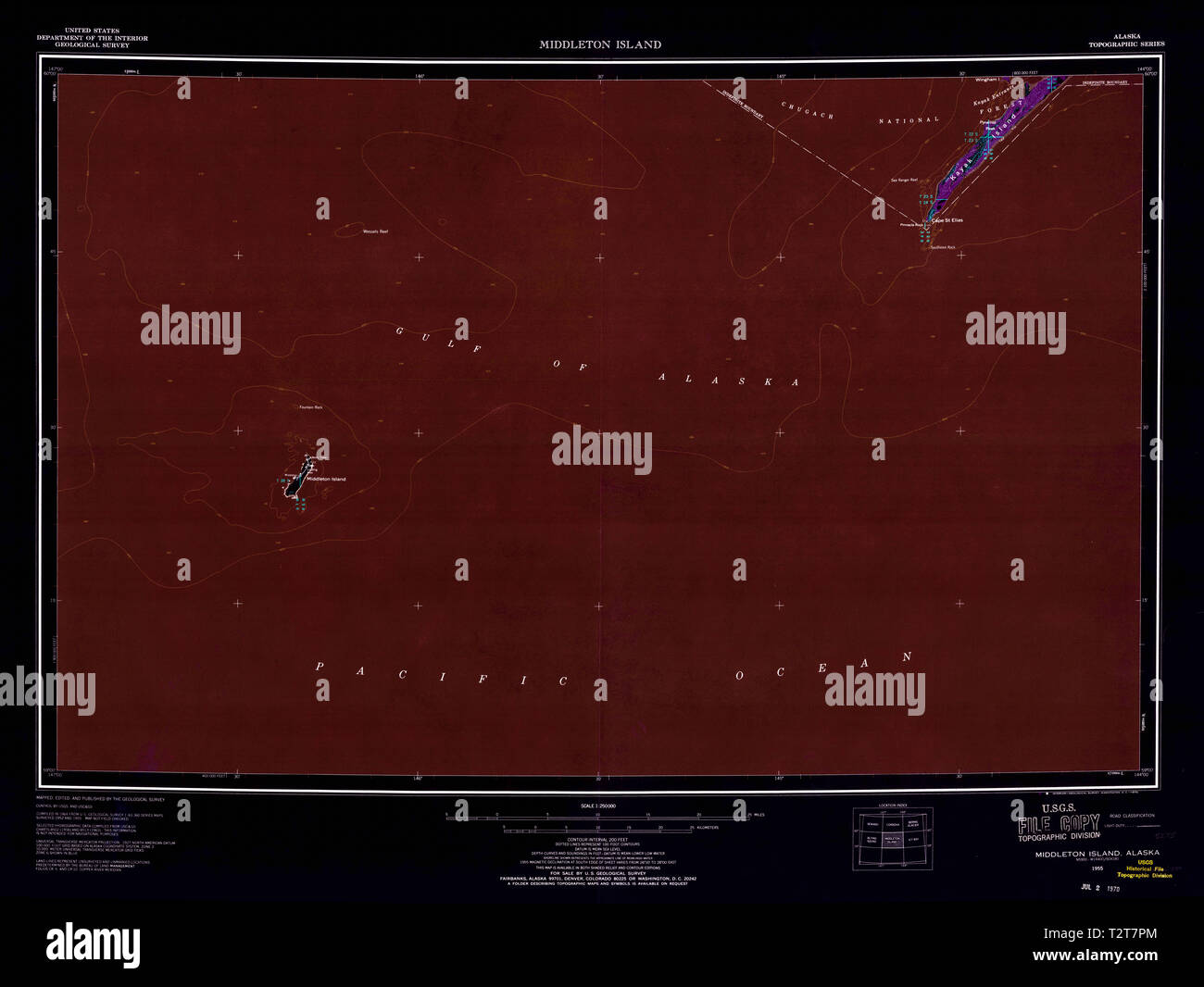 USGS TOPO Map Alaska AK Middleton Island 361163 1955 250000 Inverted ...