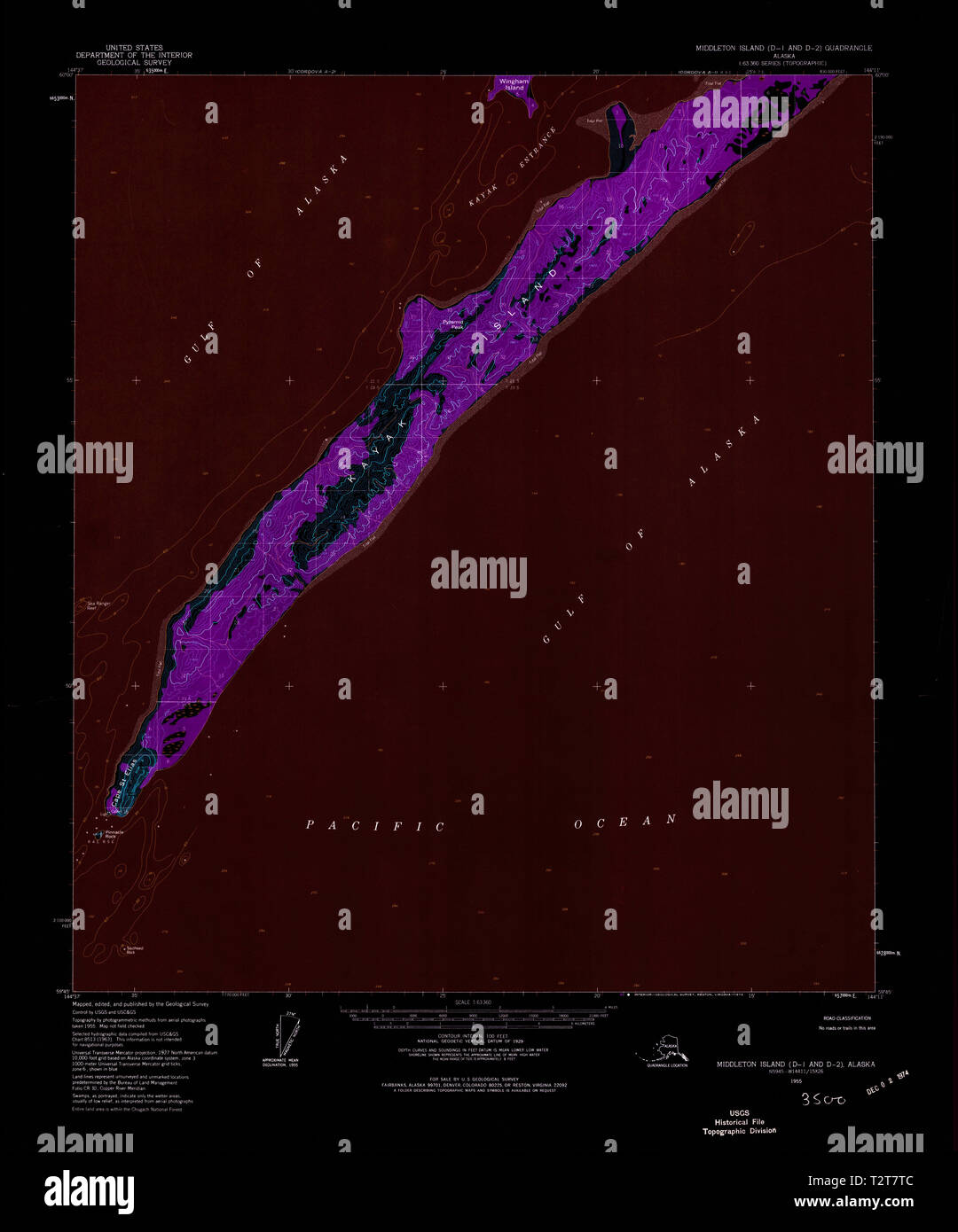 USGS TOPO Map Alaska AK Middleton Island D-1 and D-2 357550 1955 63360 ...