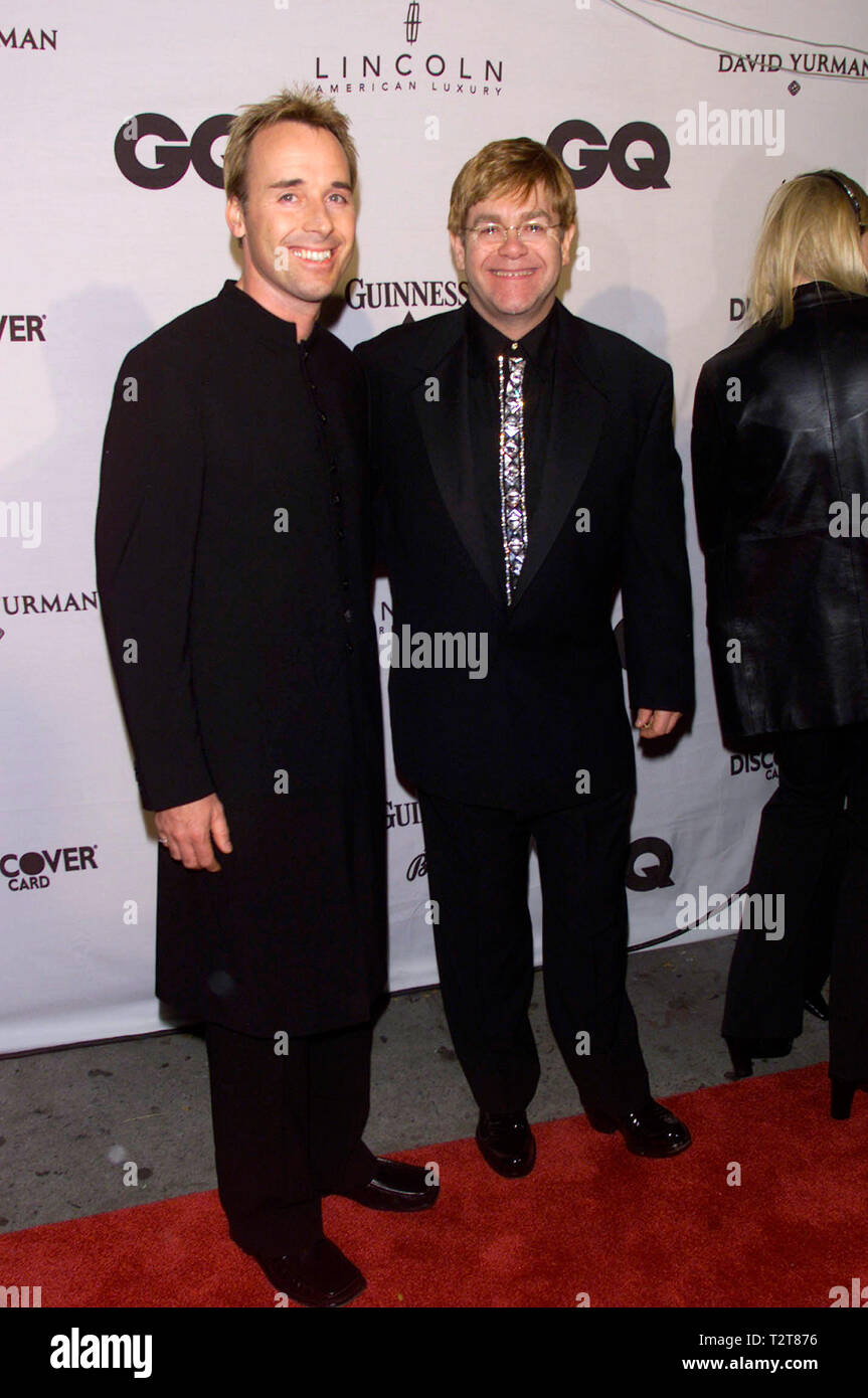 LOS ANGELES, CA. October 26, 2000: Pop star SIR ELTON JOHN (right) with ...