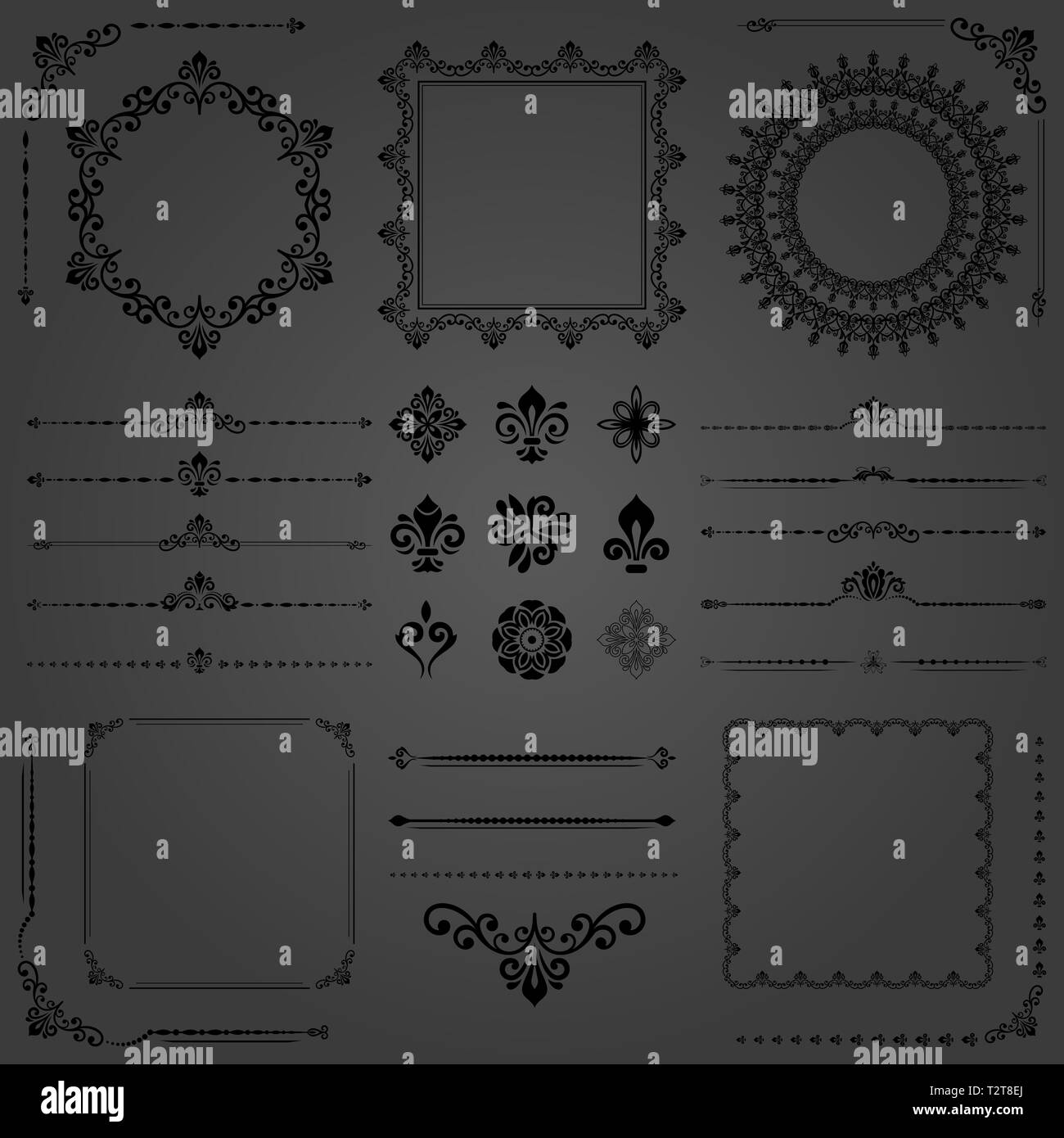 Vintage set of horizontal, square and round elements. Different ...