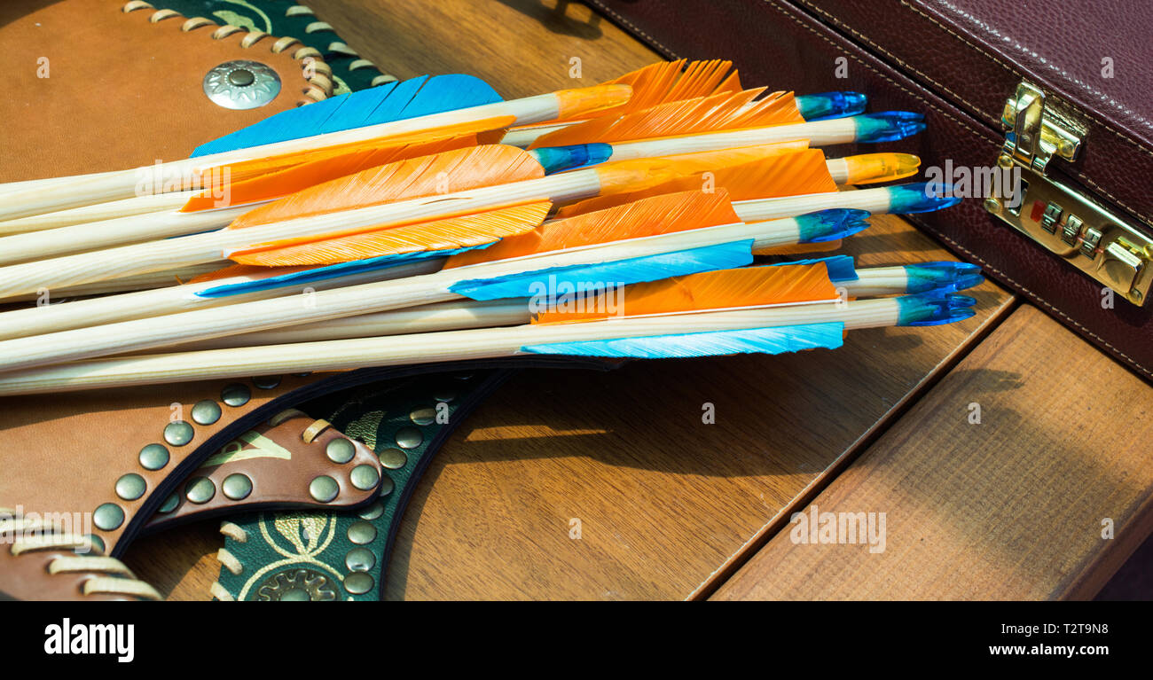 Retro arrow old weapon system archery Stock Photo - Alamy
