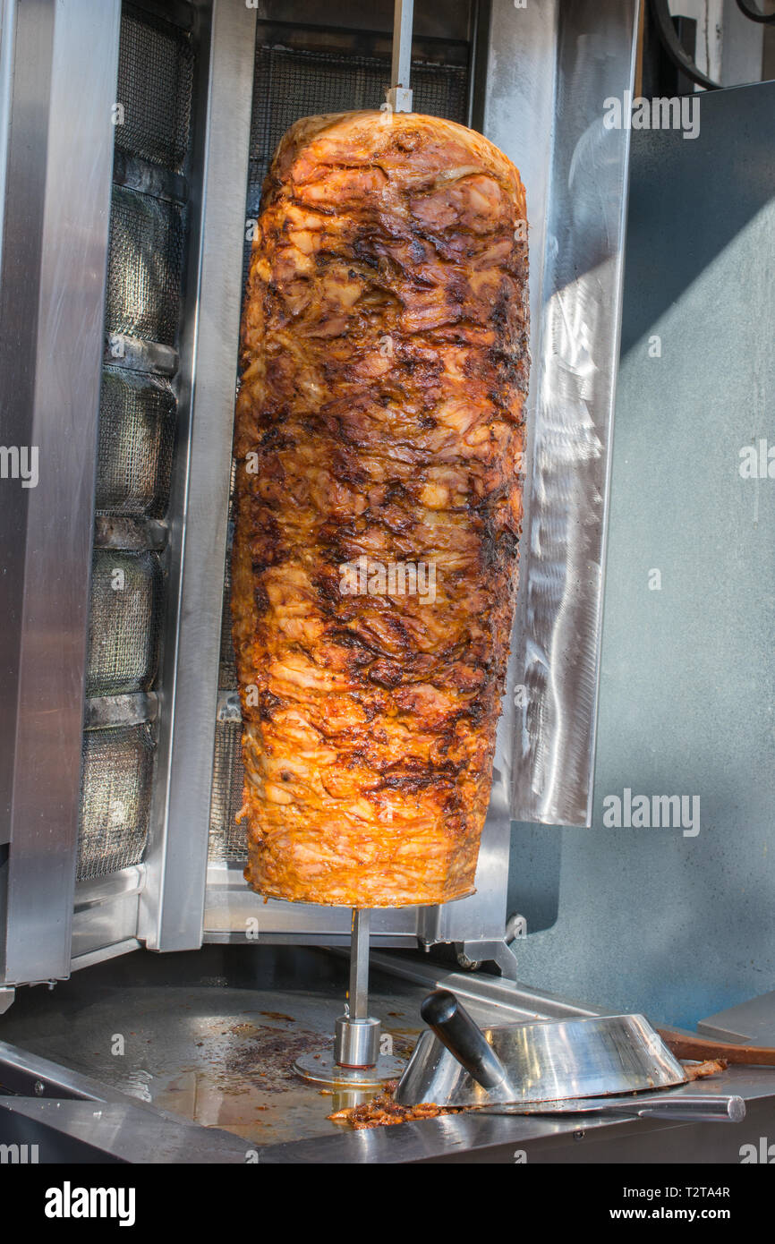 Traditional Turkish Doner Kebab on pole Stock Photo - Alamy