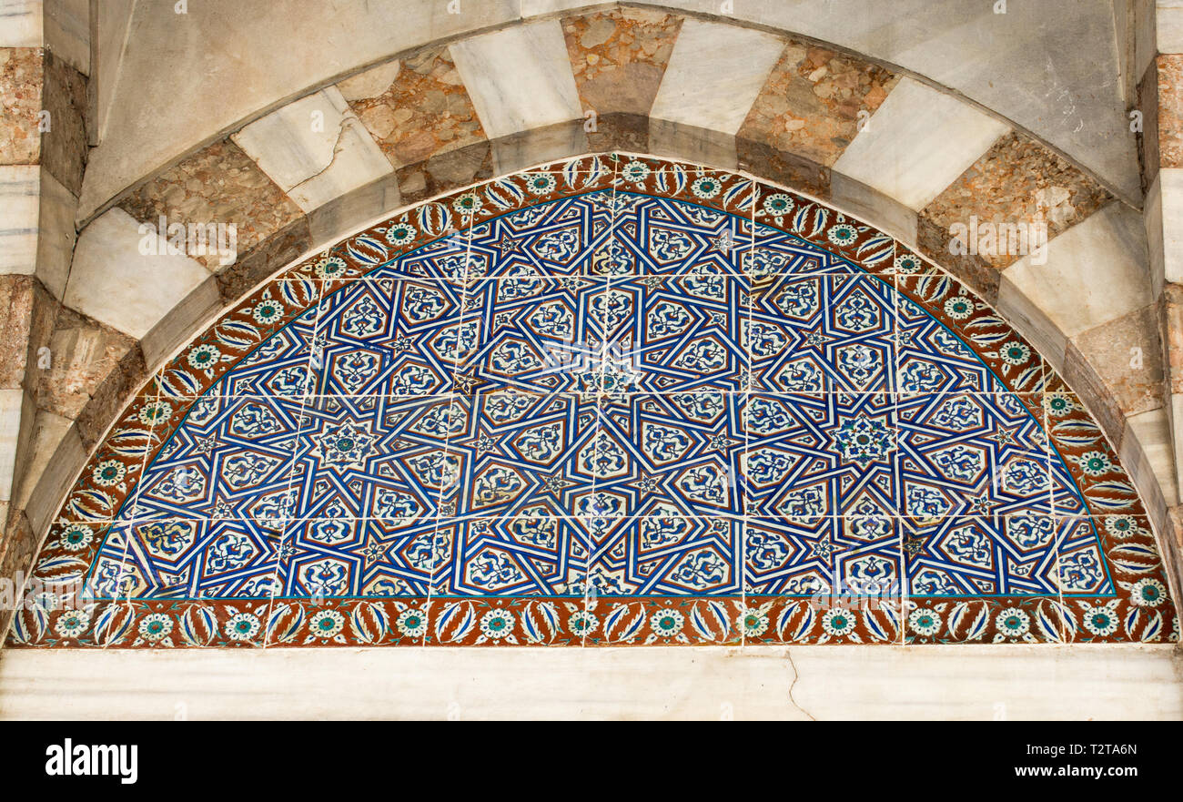 Ottoman ancient Handmade Turkish Tiles with floral patterns Stock Photo ...