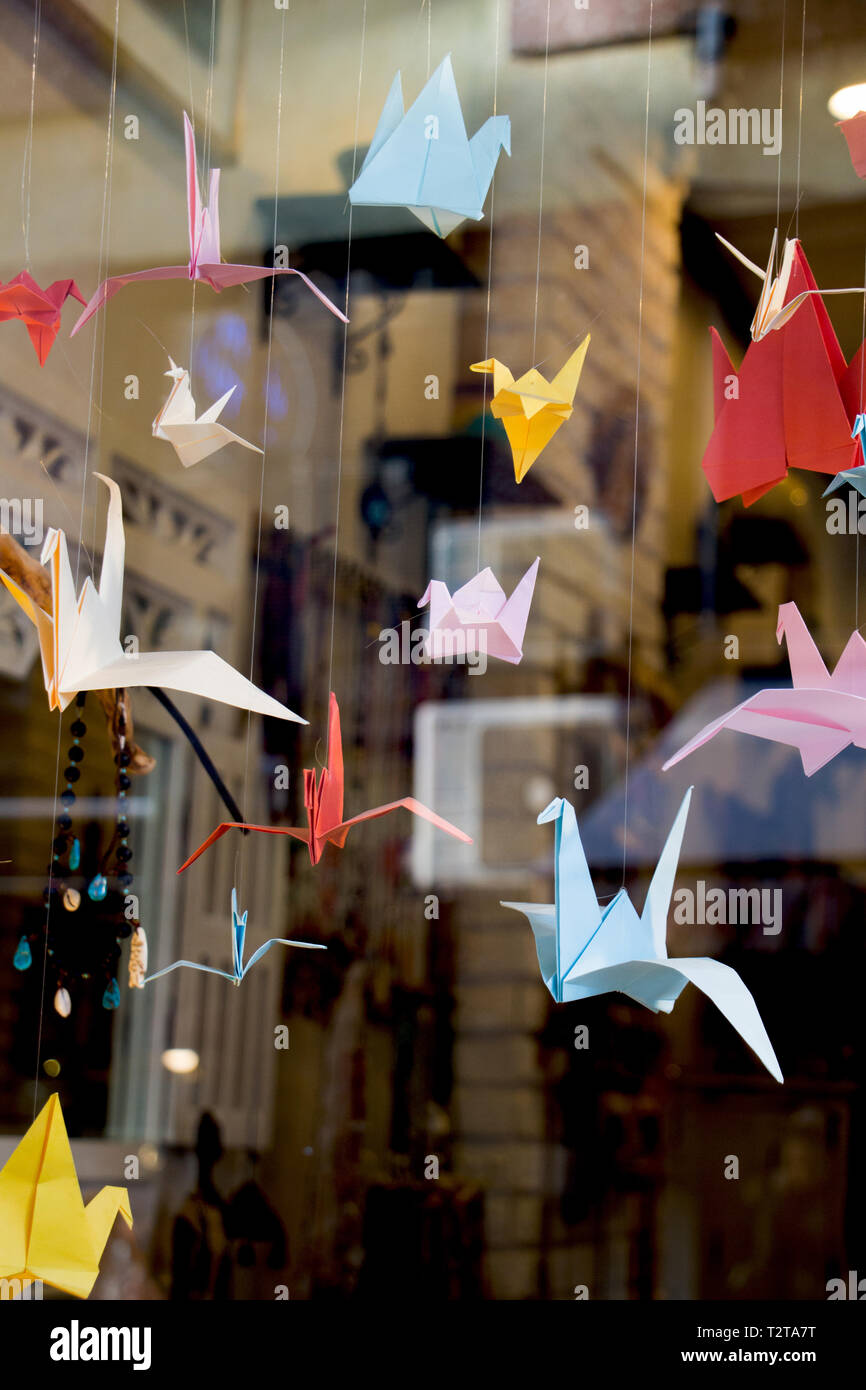 Strings of origami birds hi-res stock photography and images - Alamy
