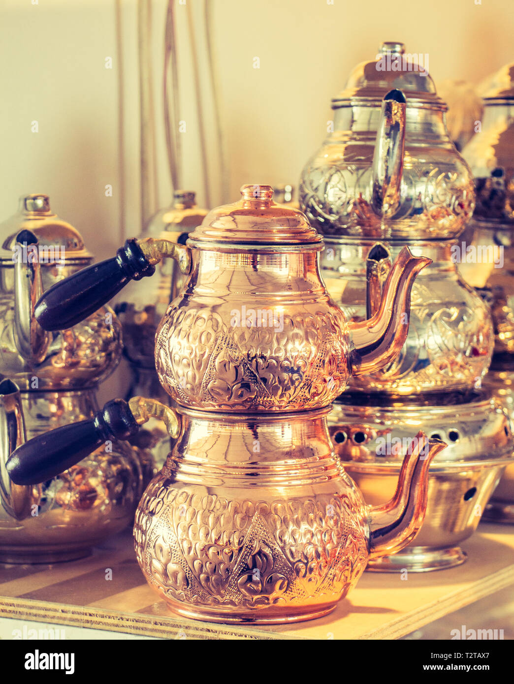 Turkish tea pot made in a traditional style Stock Photo - Alamy