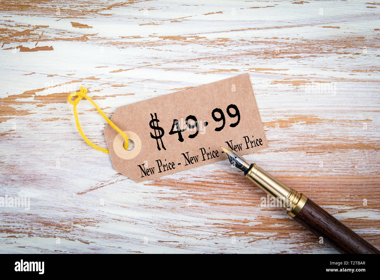 New Price 49.99$ on price tag. Sales and marketing background Stock ...