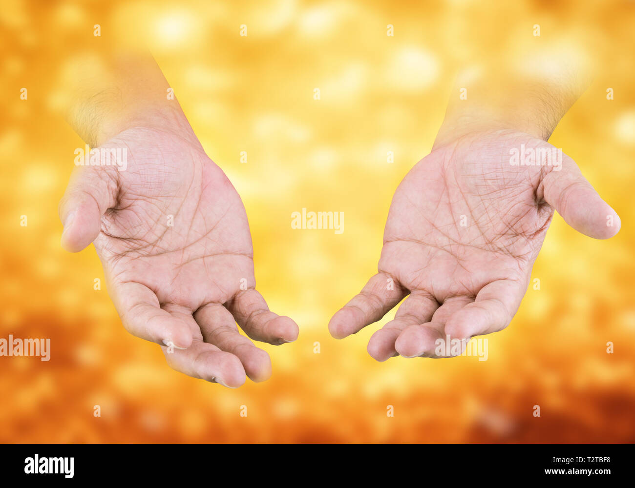 Hand with gold behind, the concept of greed would have.(Negative human ...