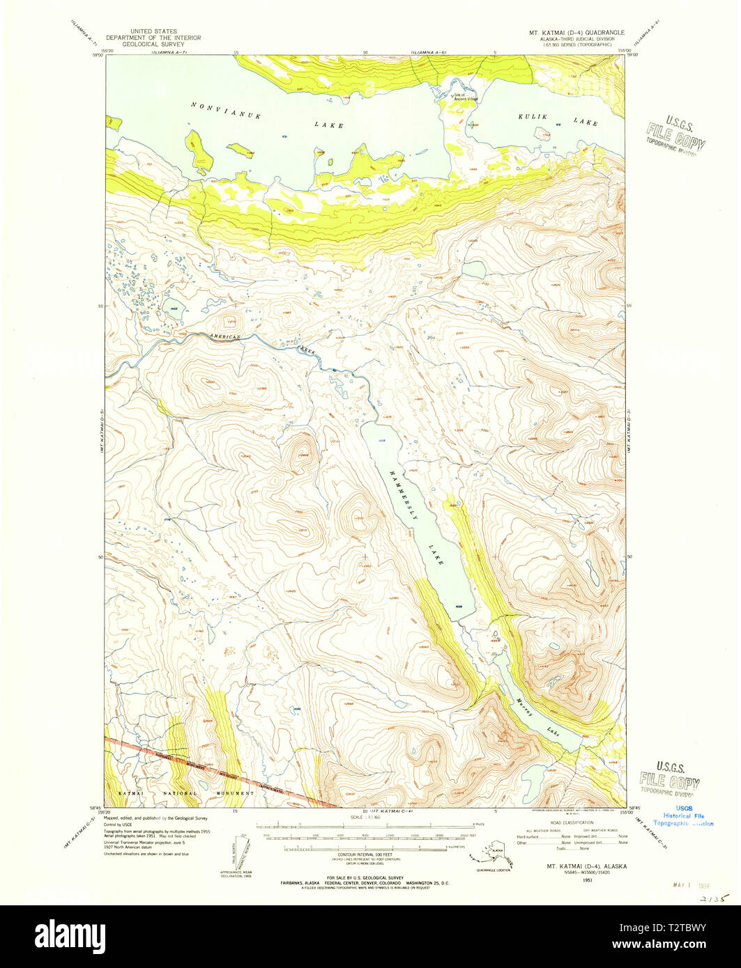 USGS TOPO Map Alaska AK Mount Katmai D-4 357744 1951 63360 Restoration ...