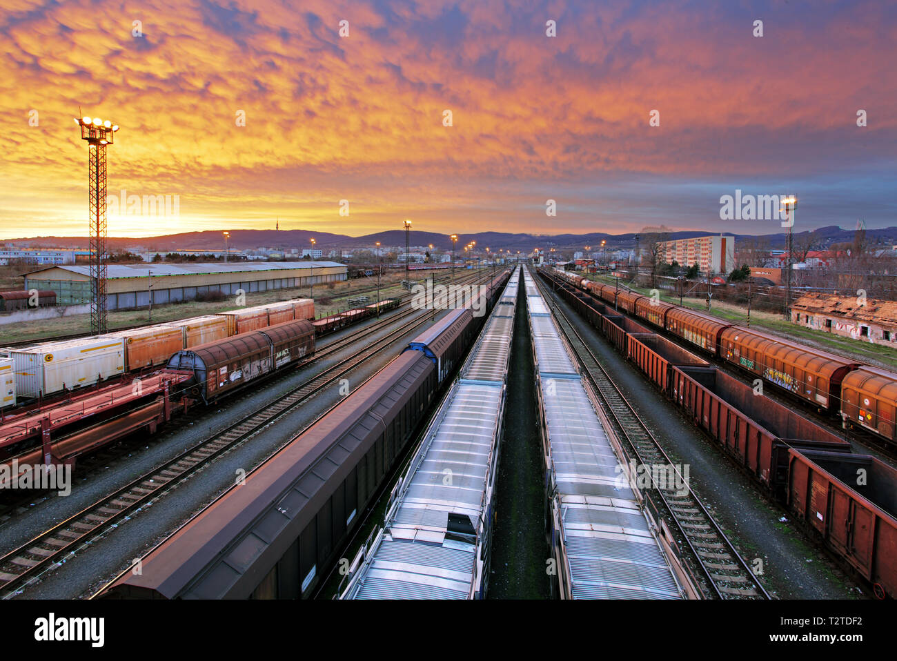 Train freight - Cargo railroad industry Stock Photo - Alamy