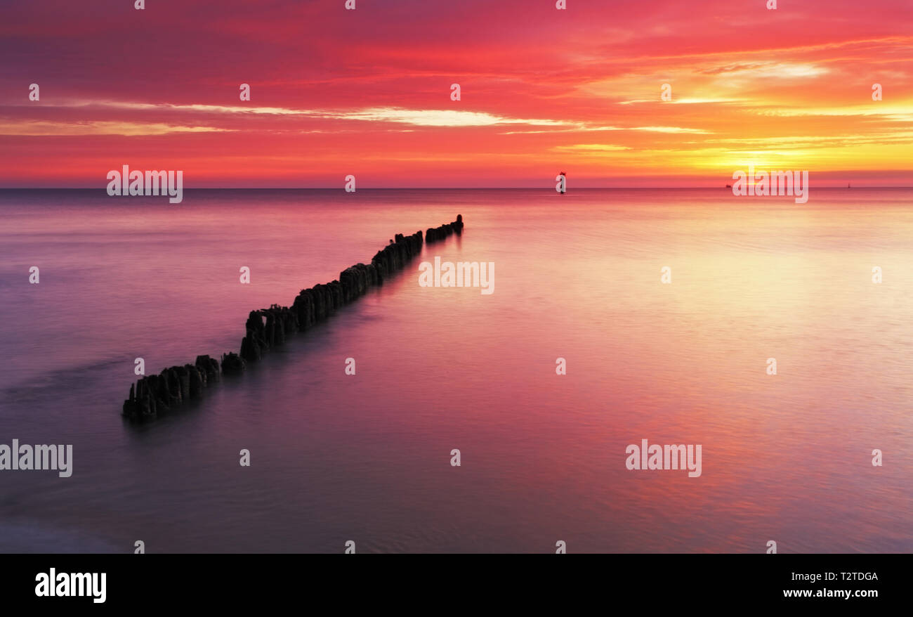 Baltic sea at beautiful sunrise in Poland beach Stock Photo - Alamy