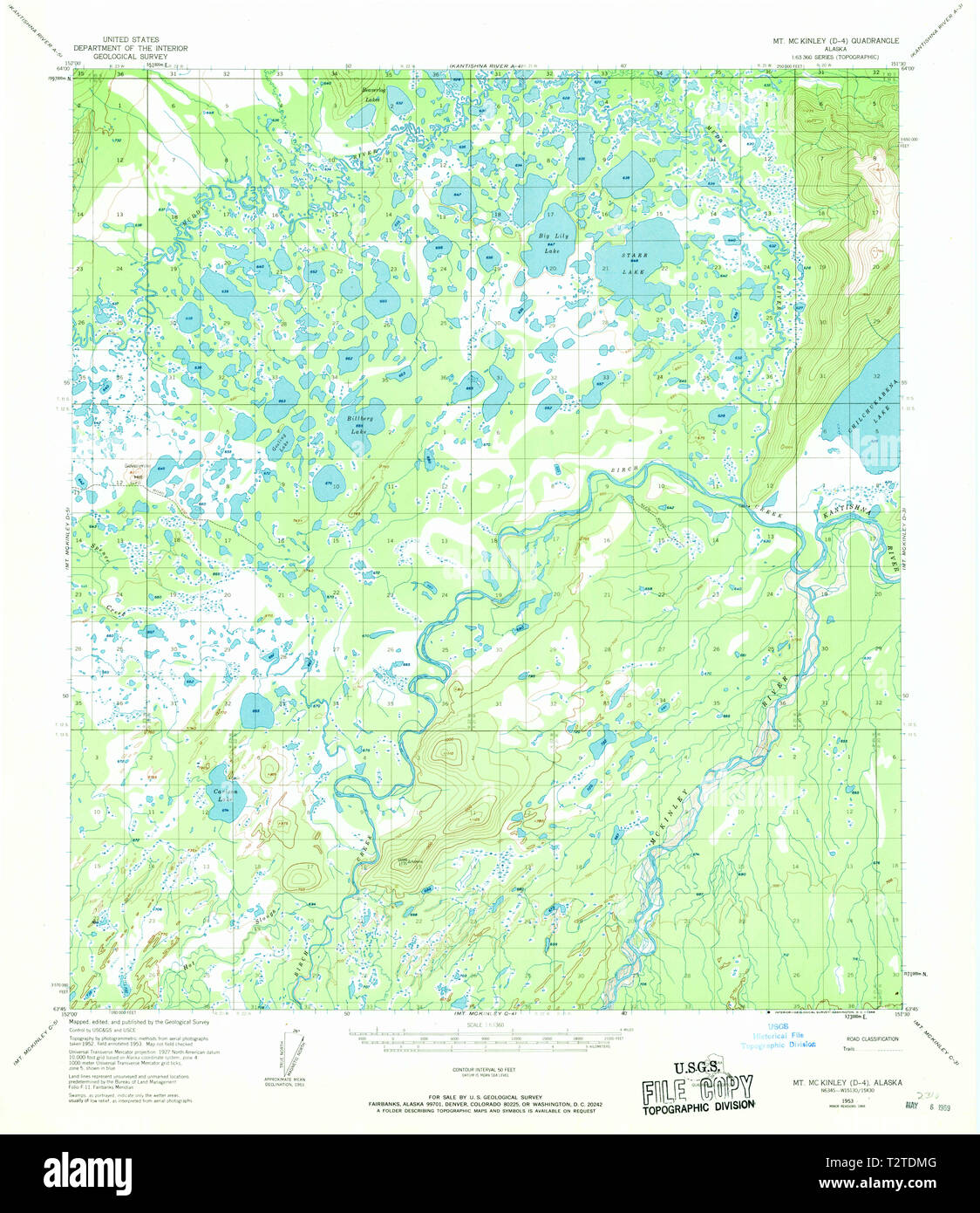USGS TOPO Map Alaska AK Mount McKinley D-4 357811 1953 63360 ...