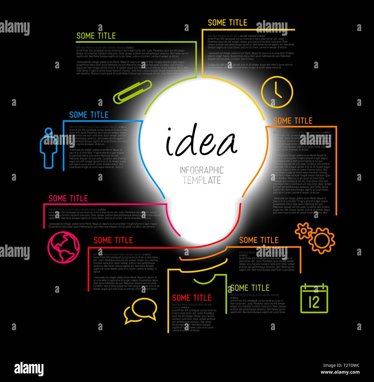 Vector idea Infographic template made from lines and icons - dark ...