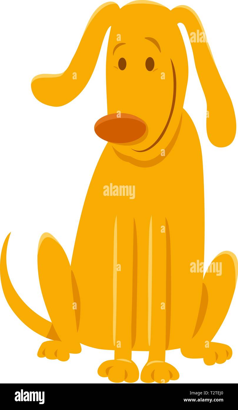 Cartoon Illustration of Happy Yellow Dog or Puppy Animal Character ...