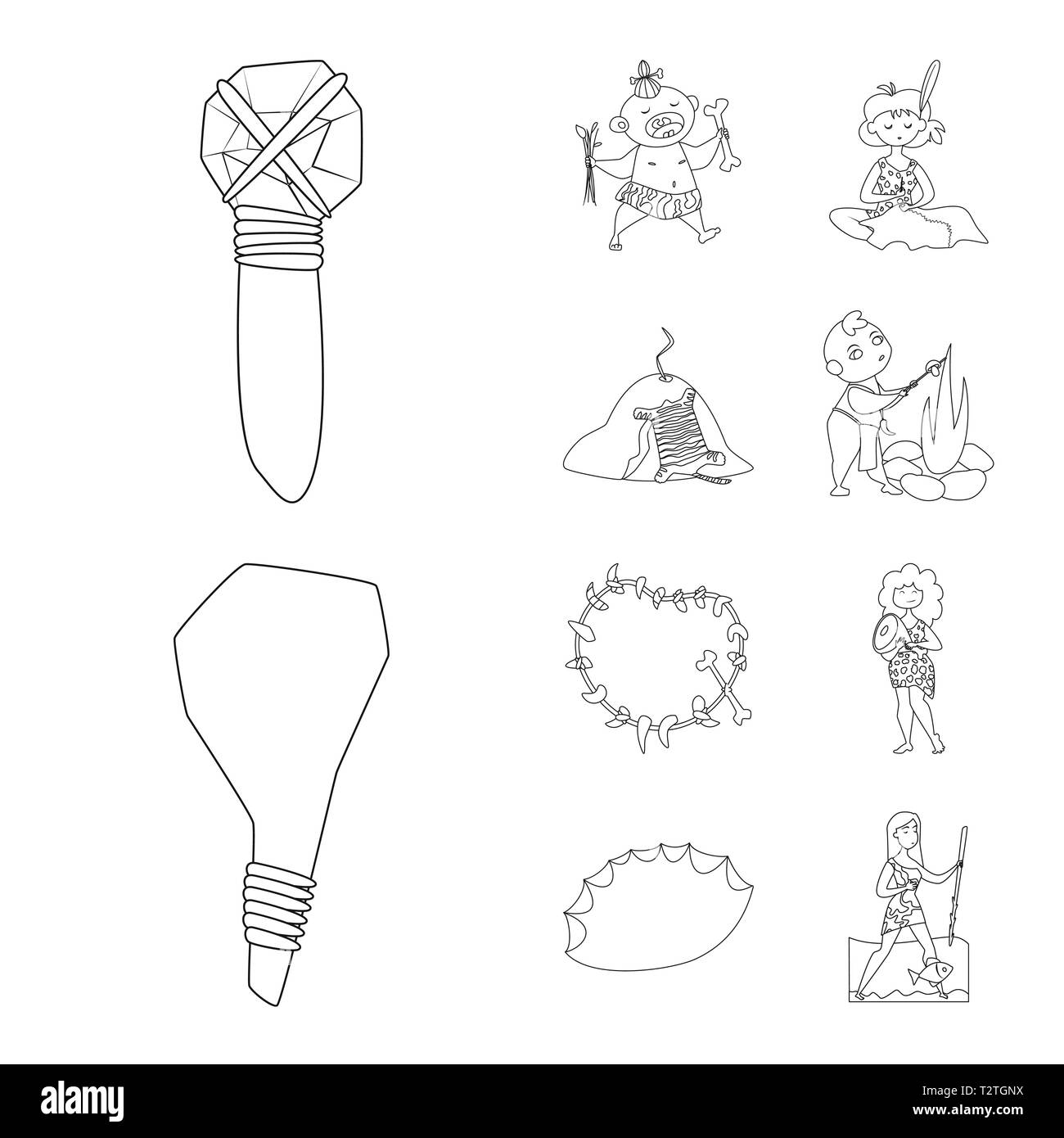 Vector illustration of primitive and archeology symbol. Collection of ...