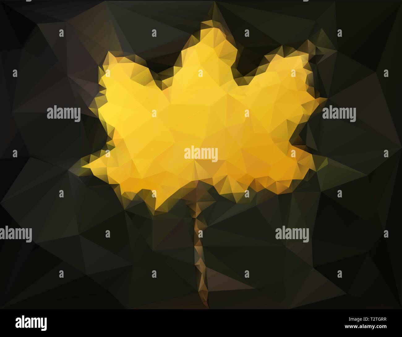 Autumn maple leaf - abstract low poly art on dark background Stock ...