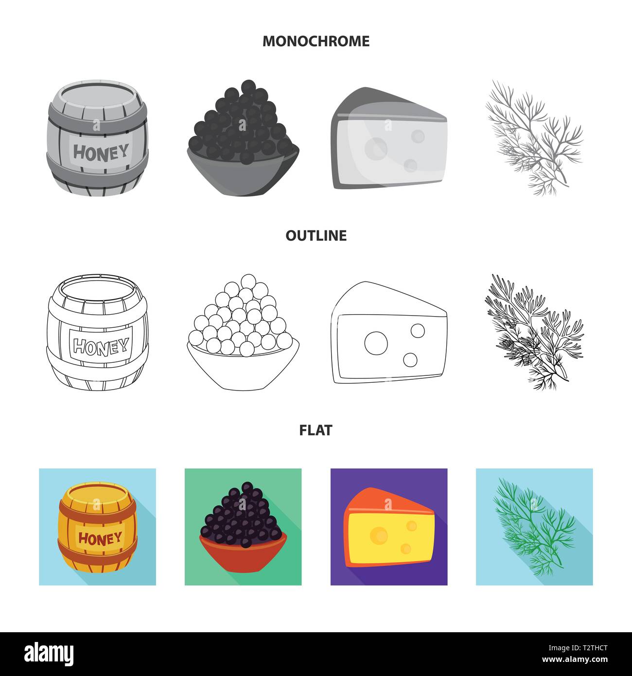 Vector design of taste and product sign. Set of taste and cooking ...