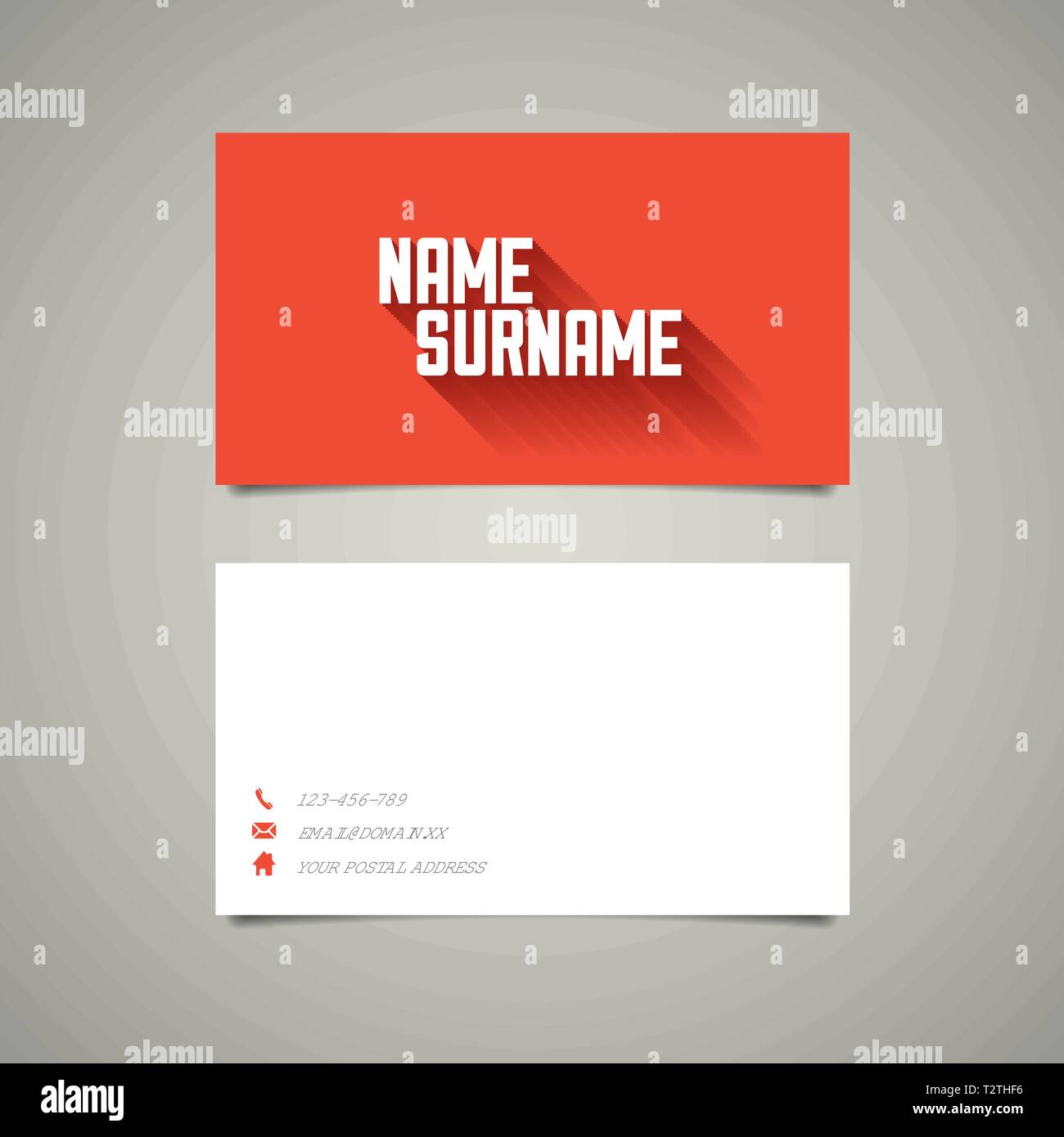 Modern simple business card template with big name surname and long ...