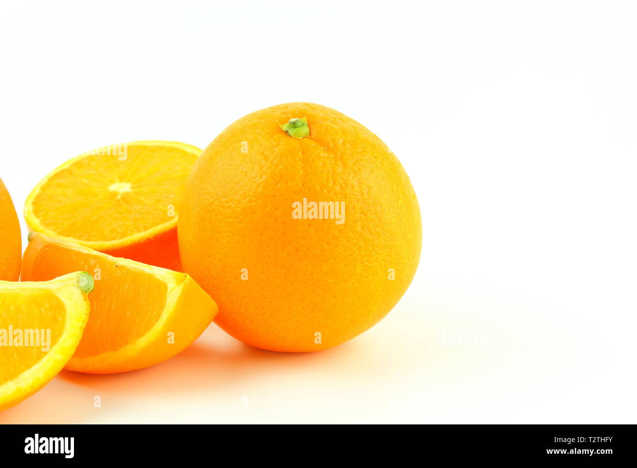 composition of fresh orange fruits isolated on a white background with ...