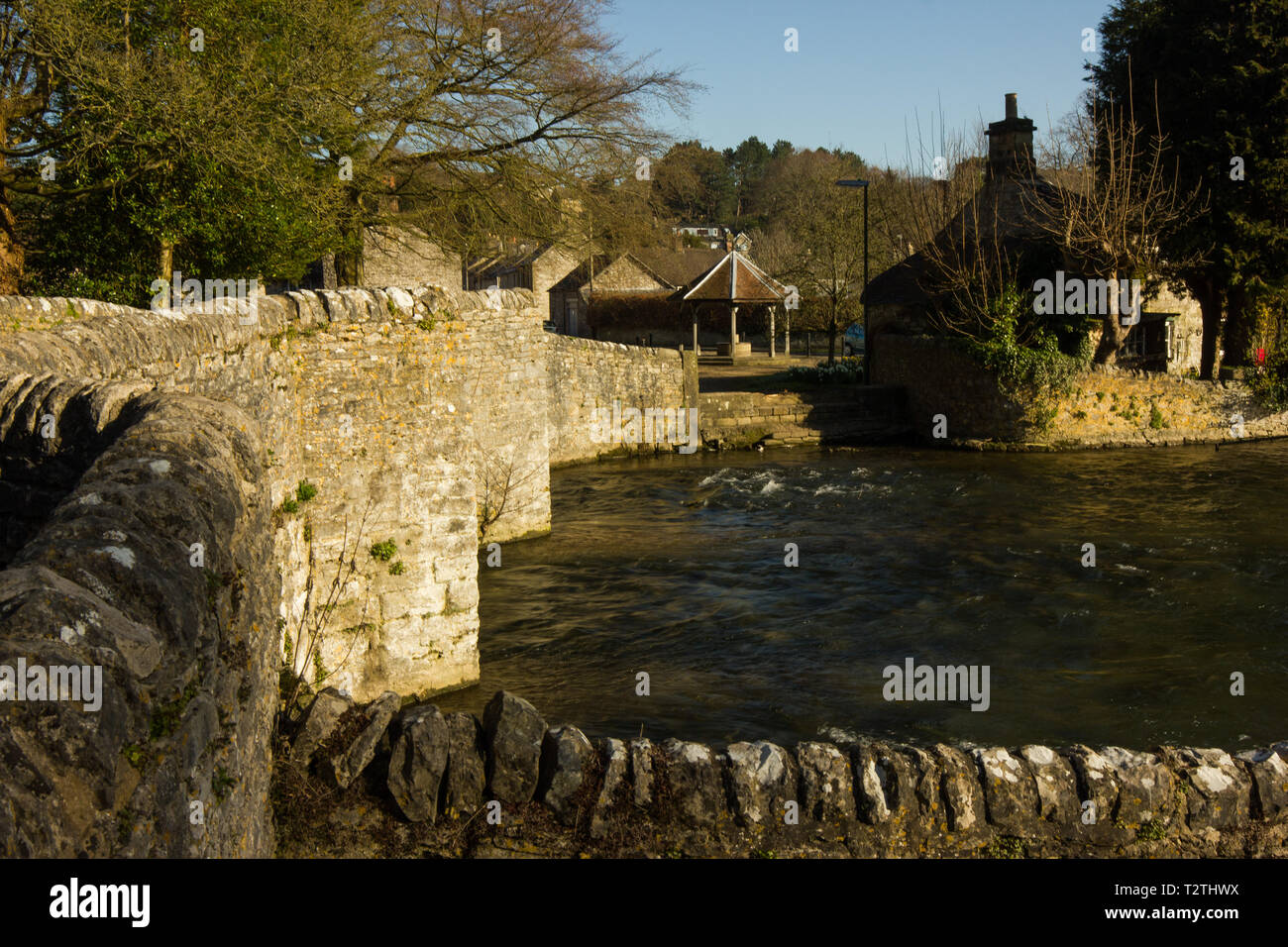 Sheep wash bridge from Ashford in the Water, Derbyshire Peak District ...