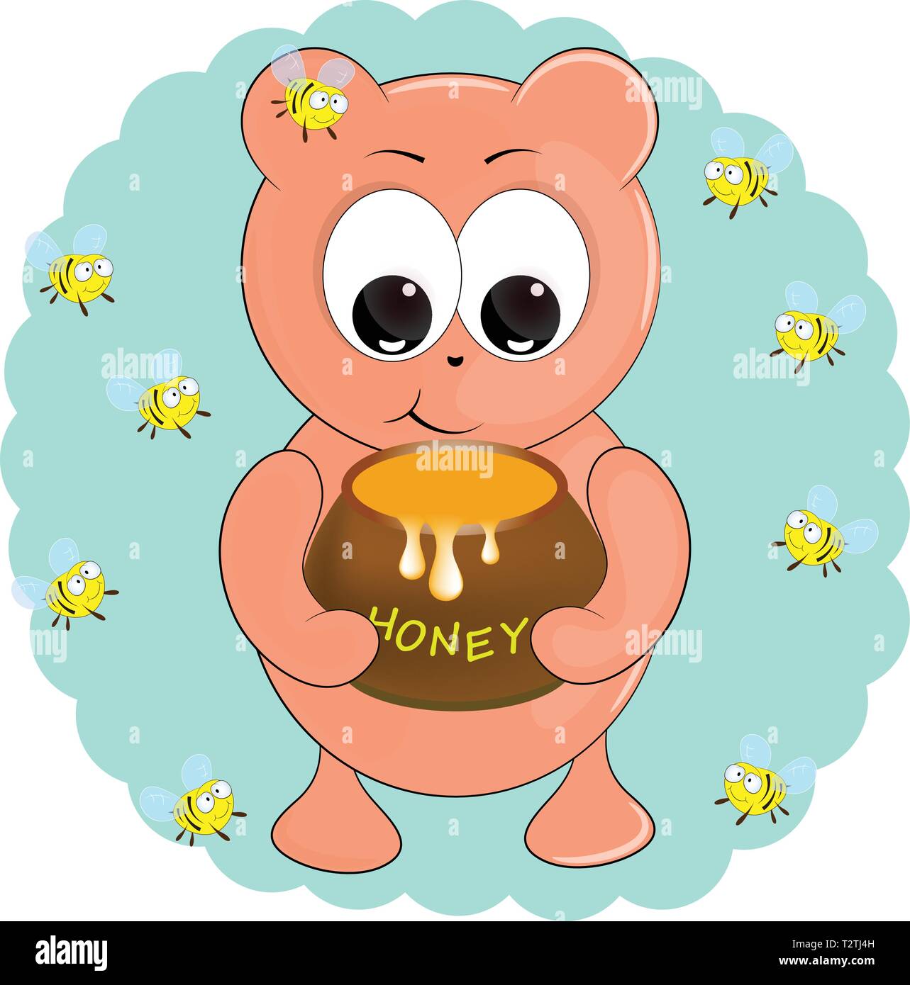 little bear with honey. cartoon vector illustration Stock Vector Image ...