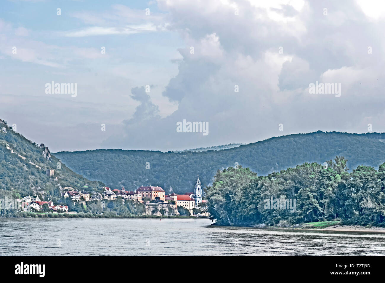 Duernstein on the banks of the danube (Wachau, Austria); Dürnstein an ...