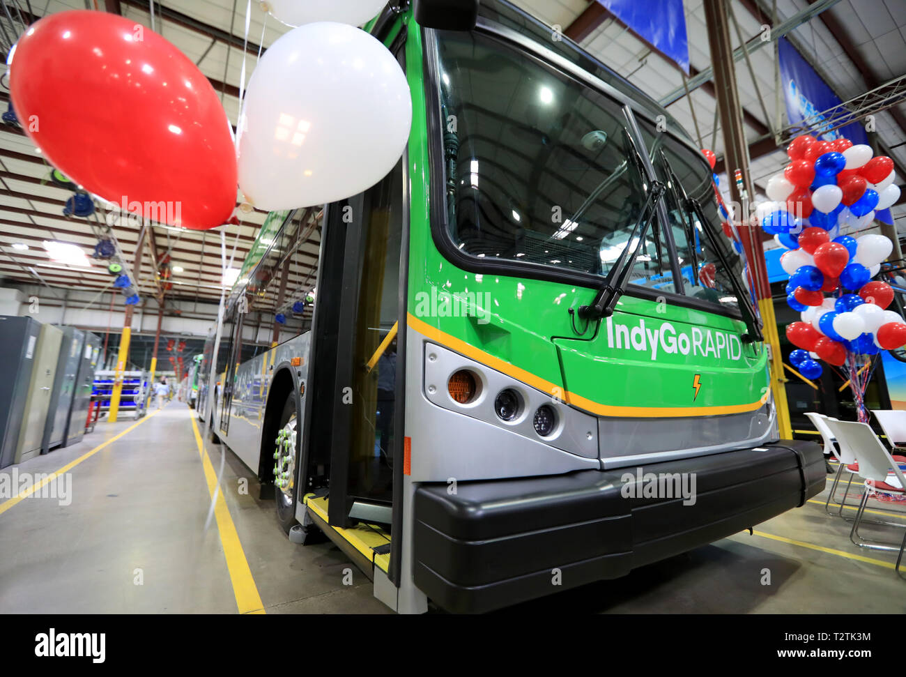 Lancaster, USA. 3rd Apr, 2019. A BYD electric bus is shown at Lancaster ...