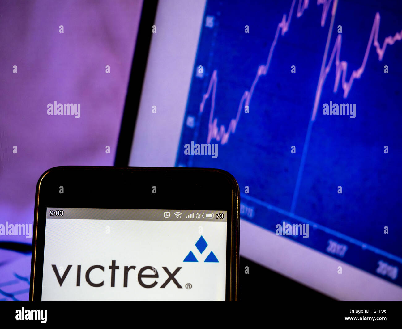 Ukraine. 4th Apr, 2019. In this photo illustration a Victrex plc logo ...