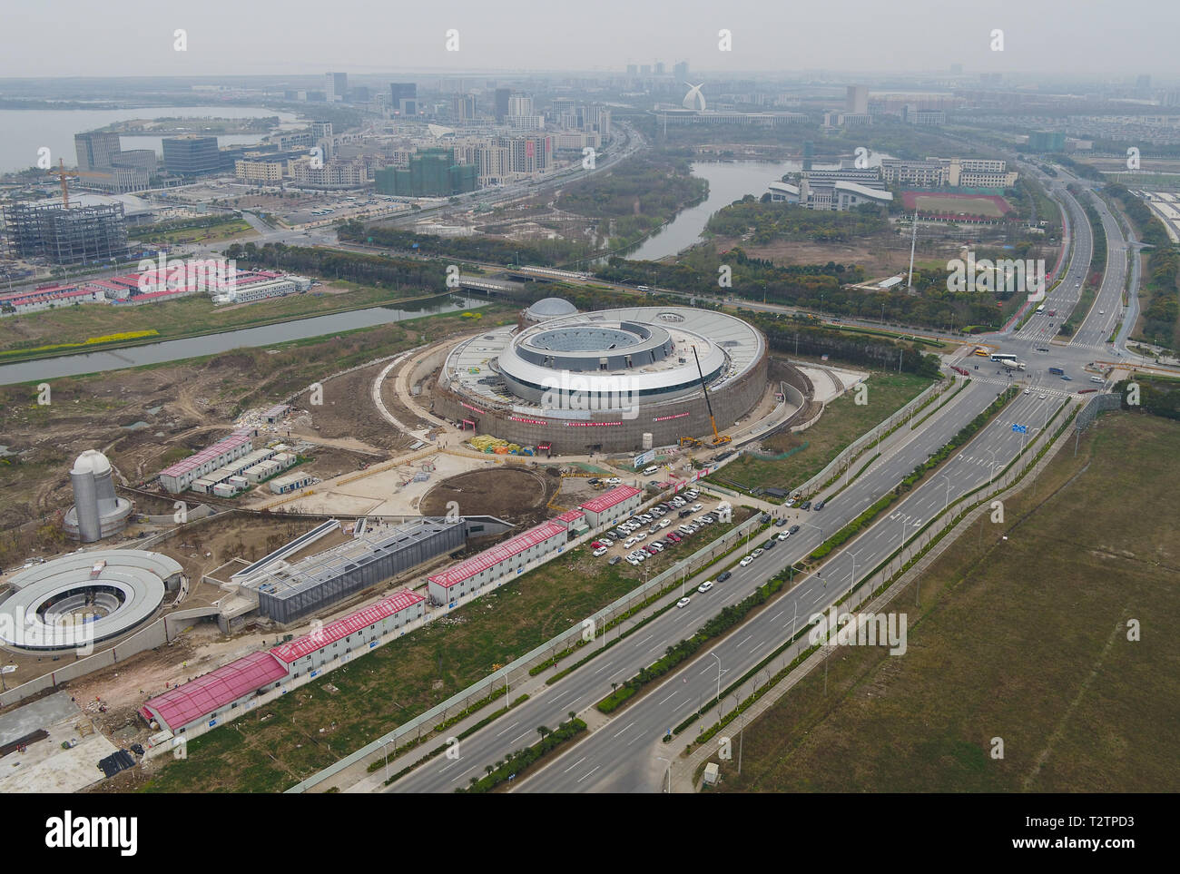 Shanghai. 3rd Apr, 2019. Aerial photo taken on April 3, 2019 shows the ...