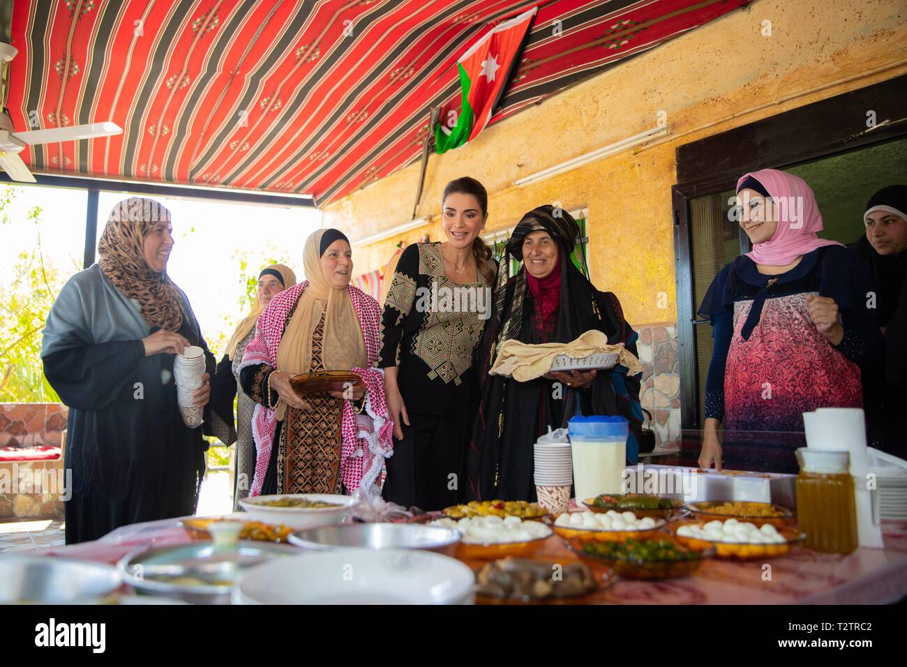 Al Balqa, Jordan. 02nd Apr, 2019. Queen Rania during a visit to Wadi ...